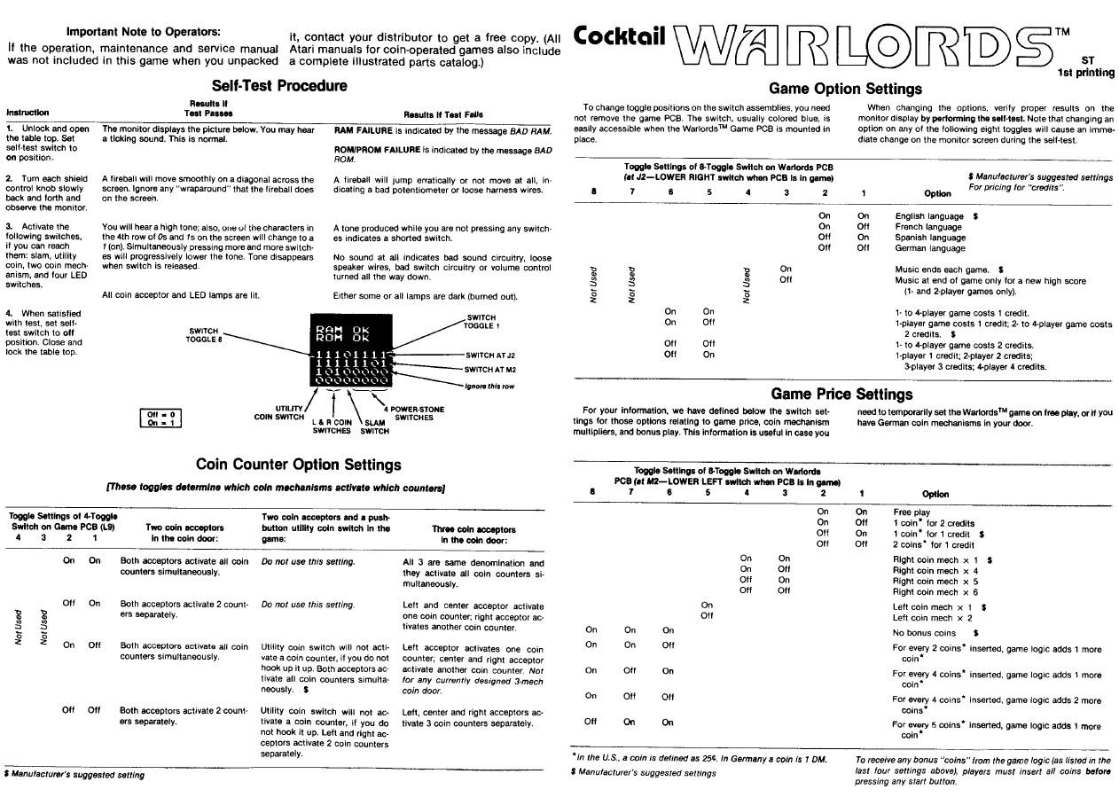 FS Game: - Atari Warlords Cocktail for sale | Museum of the Game ...